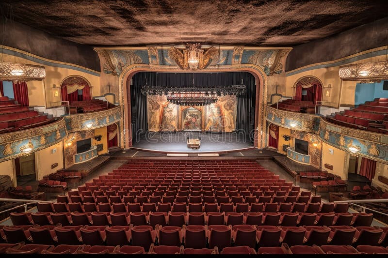 Aerial View of Empty Theater Seats Facing Stage Stock Illustration ...