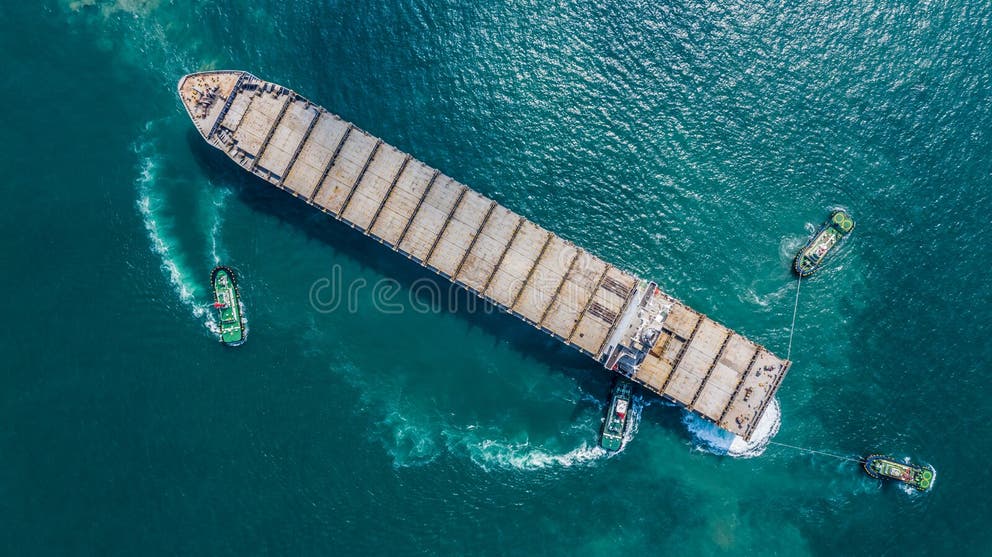 Aerial View Empty Upper Deck of Container Ship Stock Image - Image of ...