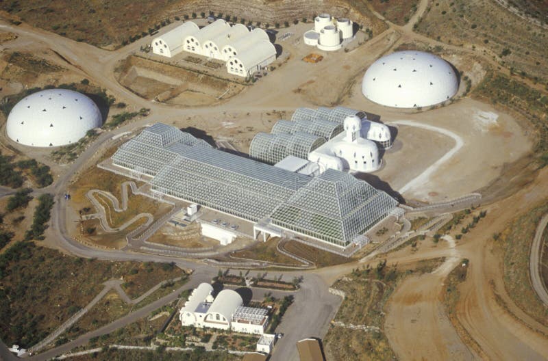 Aerial View of the Enclosed Ecosystem of Biosphere 2 at Oracle in ...