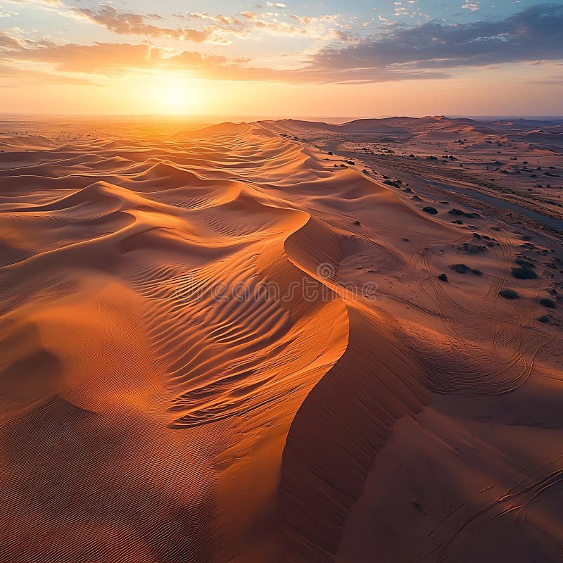 Endless Dunes Create Mesmerizing Patterns of Light. Stock Illustration ...
