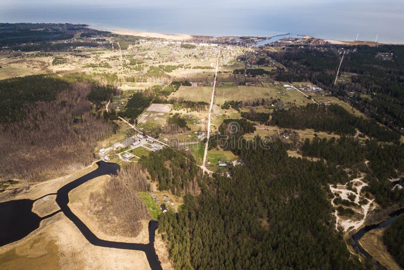 Aerial View of Engure Village, Latvia Stock Photo - Image of tourism ...