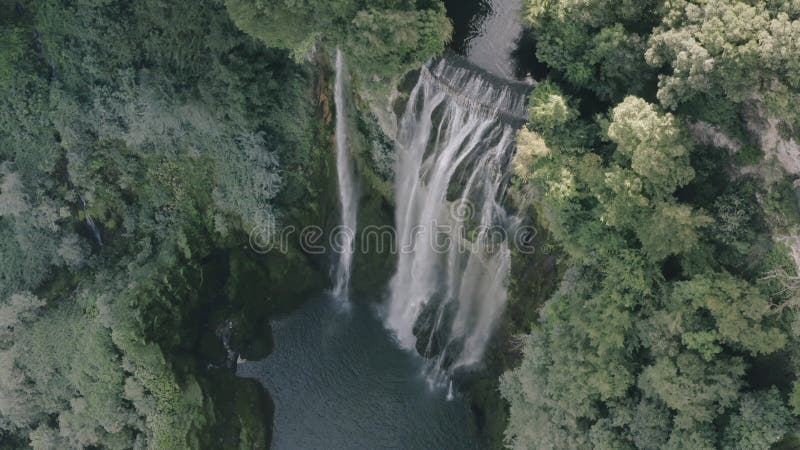 Aerial View of Epic Powerful Waterfall Stock Footage - Video of dense ...