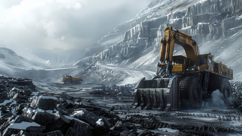 Aerial View of Excavator in Quarry at Work Stock Illustration ...