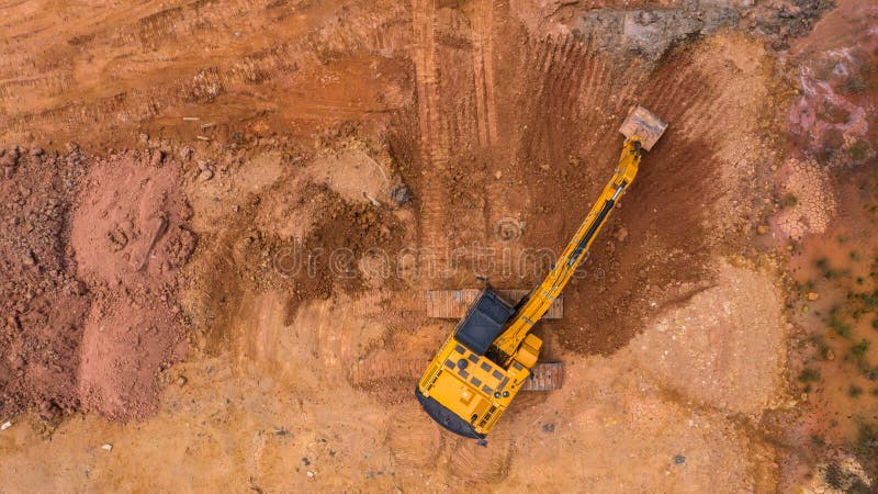 Aerial View Excavator Working on a Construction Site Stock Image ...
