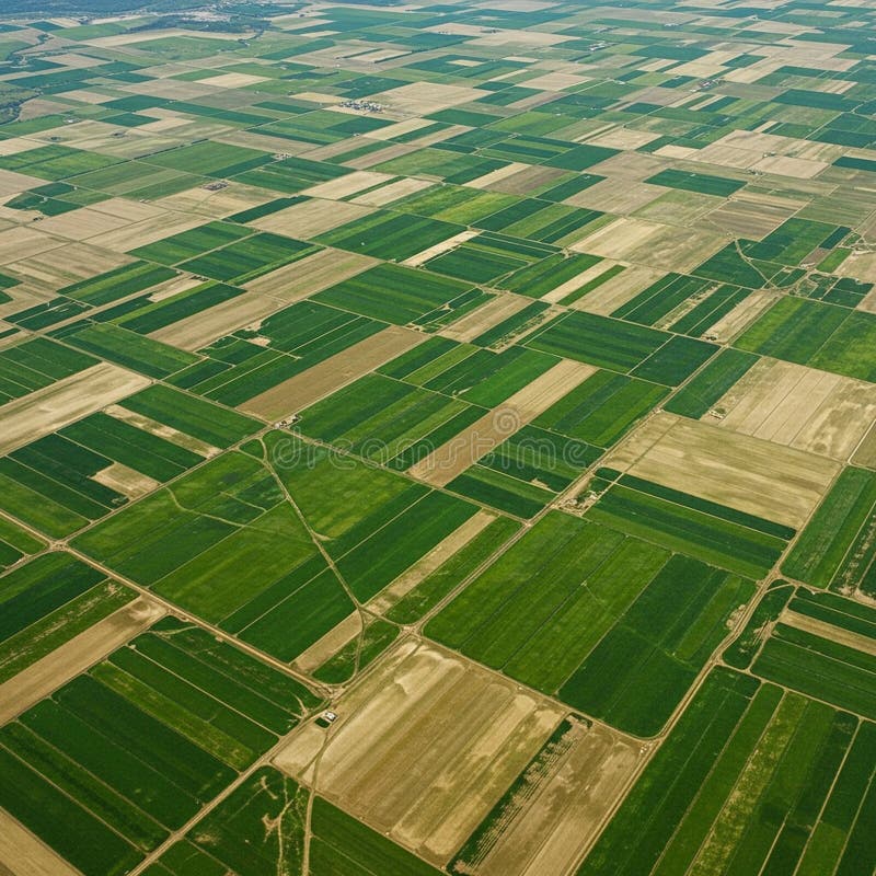 Aerial View of Expansive Agricultural Fields Arranged in a Grid Pattern ...