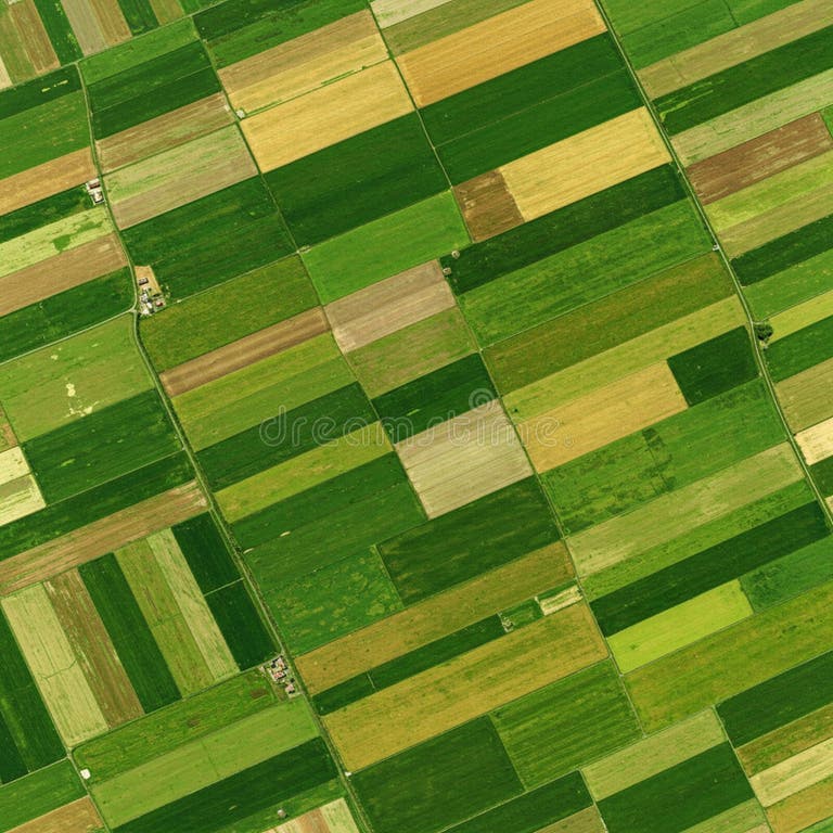 Aerial View of Expansive Agricultural Fields Arranged in a Patchwork ...