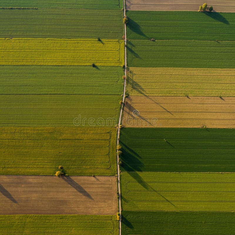 Aerial View of Expansive Agricultural Fields Displaying a Patchwork of ...