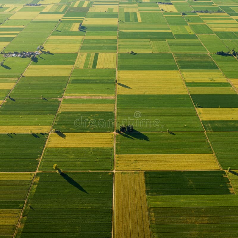Aerial View of Expansive Agricultural Fields, Divided into Rectangular ...