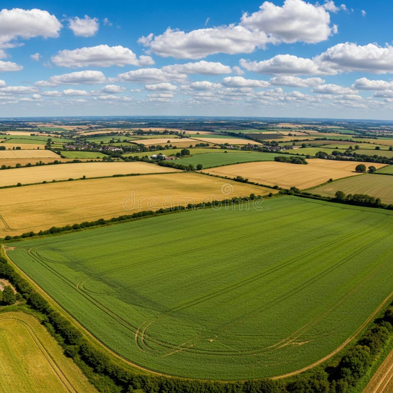 Aerial View of Expansive Agricultural Fields in a Rural Landscape. the ...