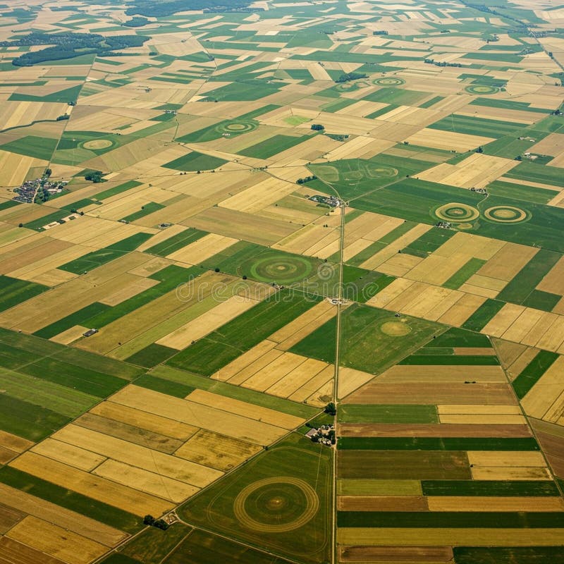 Aerial View of an Expansive Agricultural Landscape Displaying a Pattern ...