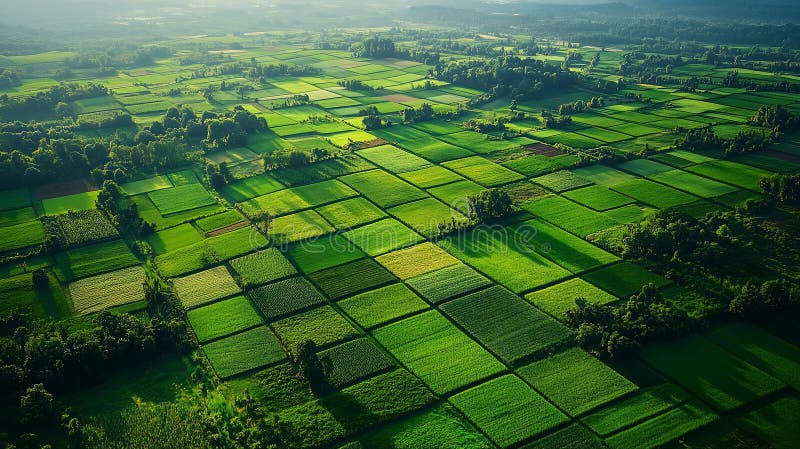 Aerial View of Summer Patchwork Farmlands. Generated Using AI Stock ...