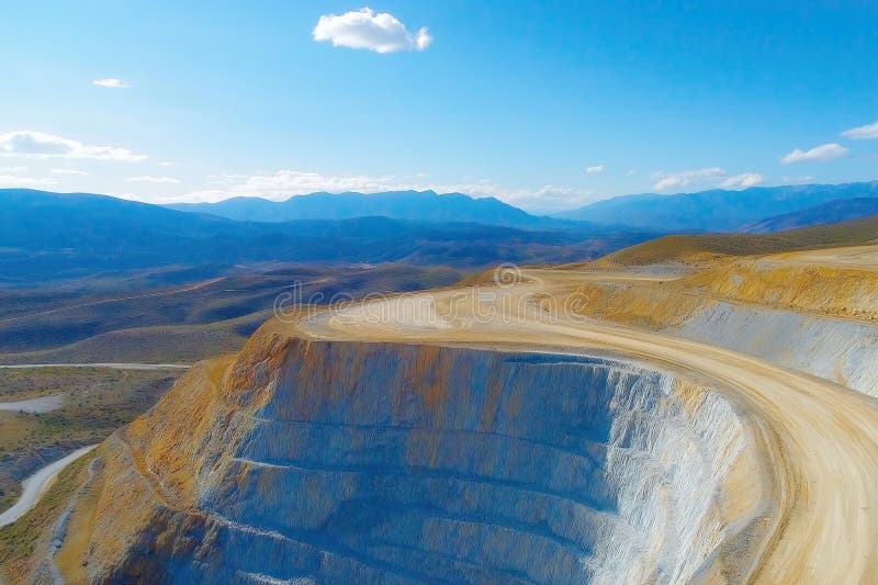 Aerial View of an Expansive Open Pit Mining Operation in the Mountains ...
