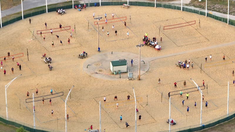 Aerial of Toledo Sand Volleyball Complex with Active Matches Stock ...