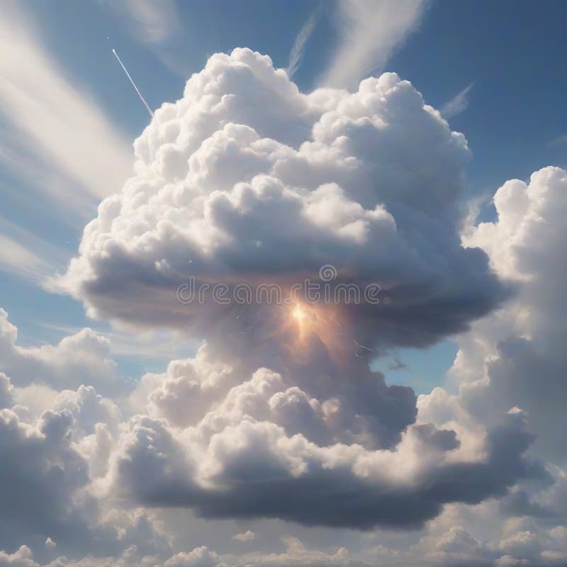 Aerial View of the Explosion of a Big Cloud in the Blue Sky Stock ...