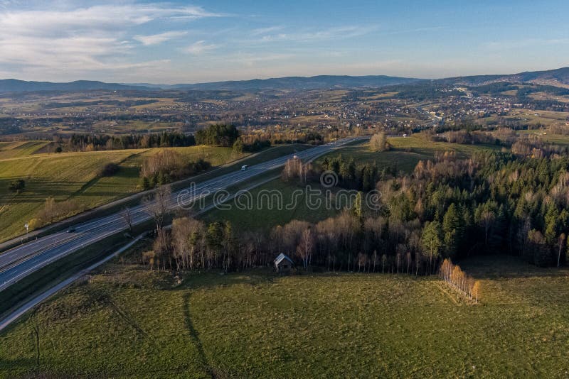 Aerial View of the Expressway in the Foreground Stock Image - Image of ...