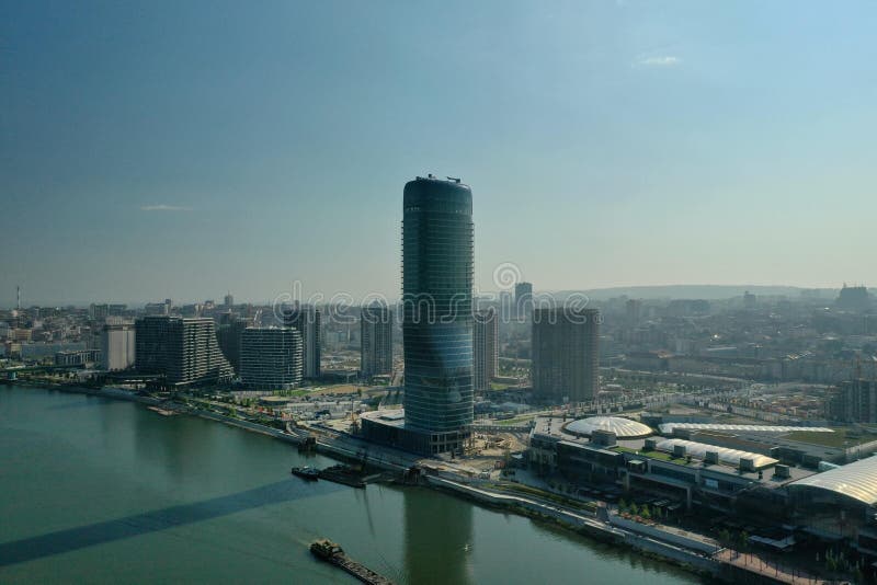 Aerial View of the Famous Belgrade Tower Skyscraper Against a Blue Sky ...
