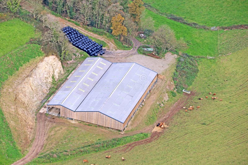 Aerial View of a Farm in Devon Stock Photo - Image of europe, field ...