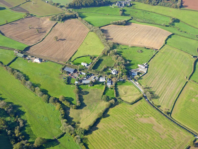 Aerial View of Fields in Devon Stock Image - Image of green, grass ...