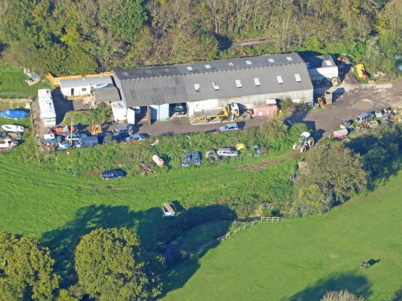 Aerial View of Farm in Devon Stock Photo - Image of hill, farm: 240634168