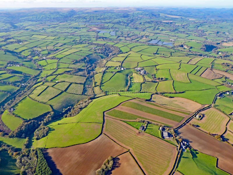 Aerial View of Farm Fields in Devon Stock Photo - Image of country ...