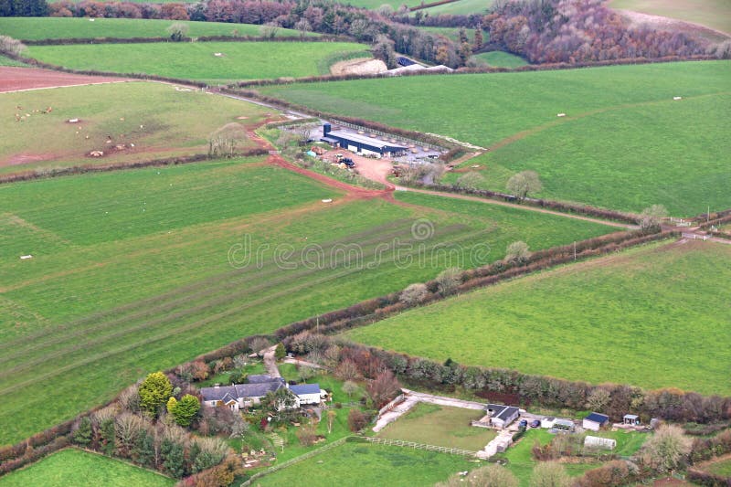 Aerial View of Farm Fields in Devon Stock Photo - Image of panorama ...
