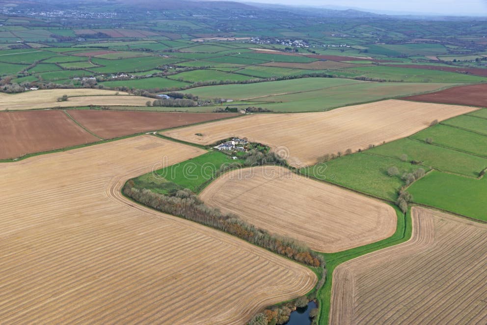 Aerial View of Farm Fields in Devon Stock Photo - Image of green ...