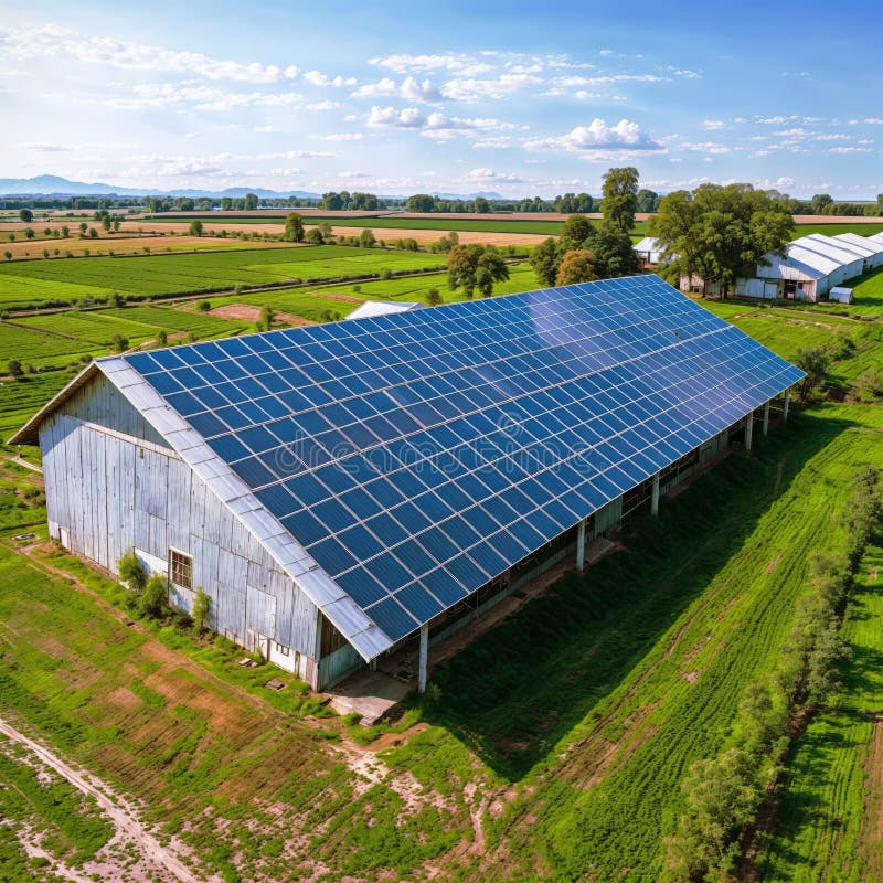 A Farm with a Large Solar Panel on the Roof, Generative Ai Stock ...