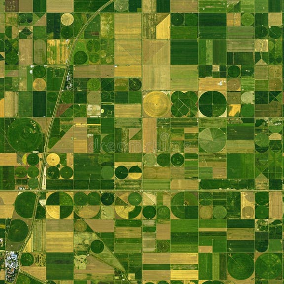 Aerial View of Farmland Featuring a Patchwork of Circular and ...