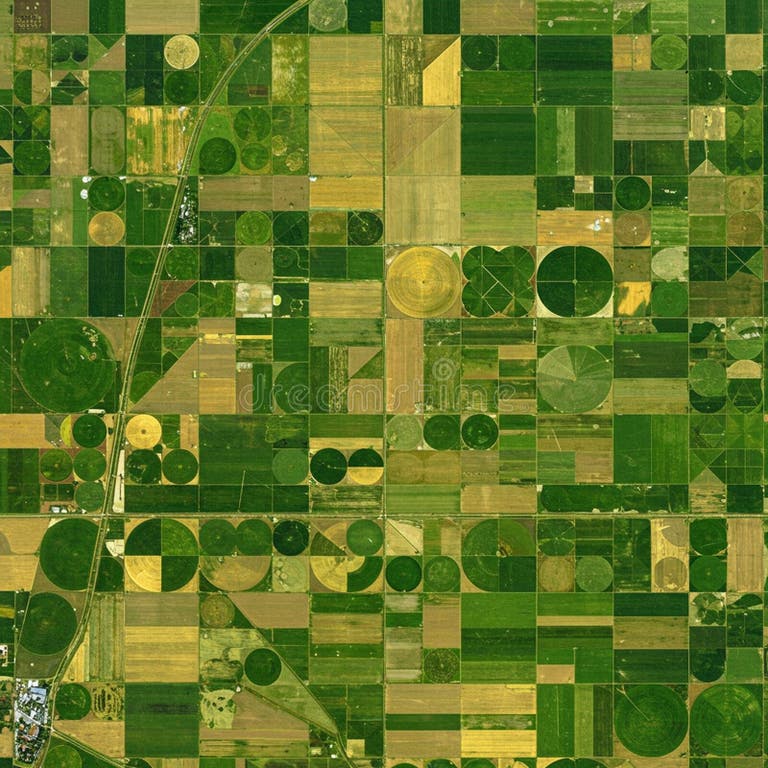 Aerial View of Farmland Featuring a Patchwork of Circular and ...