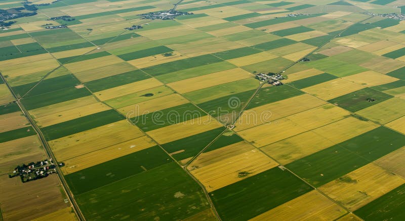 Aerial View of Farmland: a Patchwork of Green and Yellow Fields Stock ...
