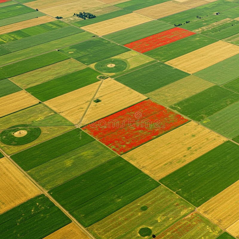 Aerial View of Farmland with a Patchwork of Rectangular Fields in ...