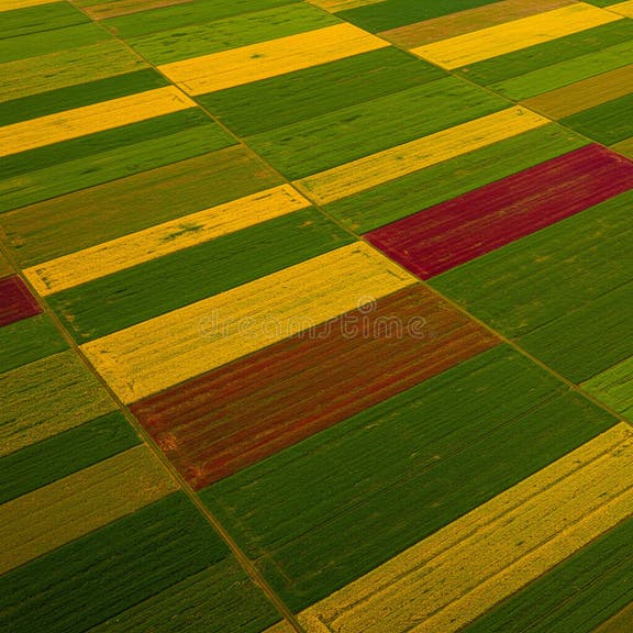 Aerial View of Farmland Showcasing a Patchwork of Rectangular Fields in ...