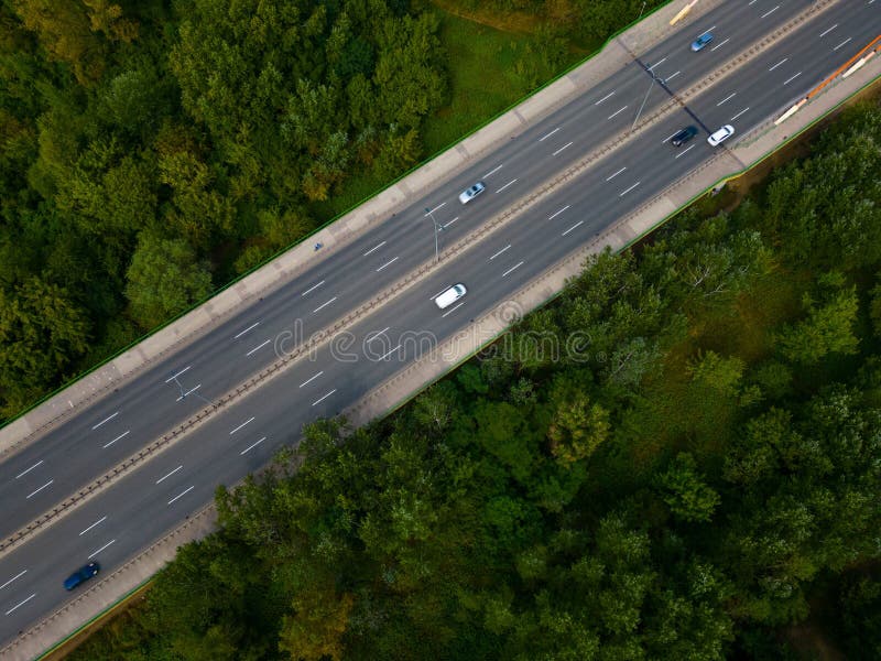 Aerial View of Fast Moving Cars on the Road Stock Photo - Image of ...
