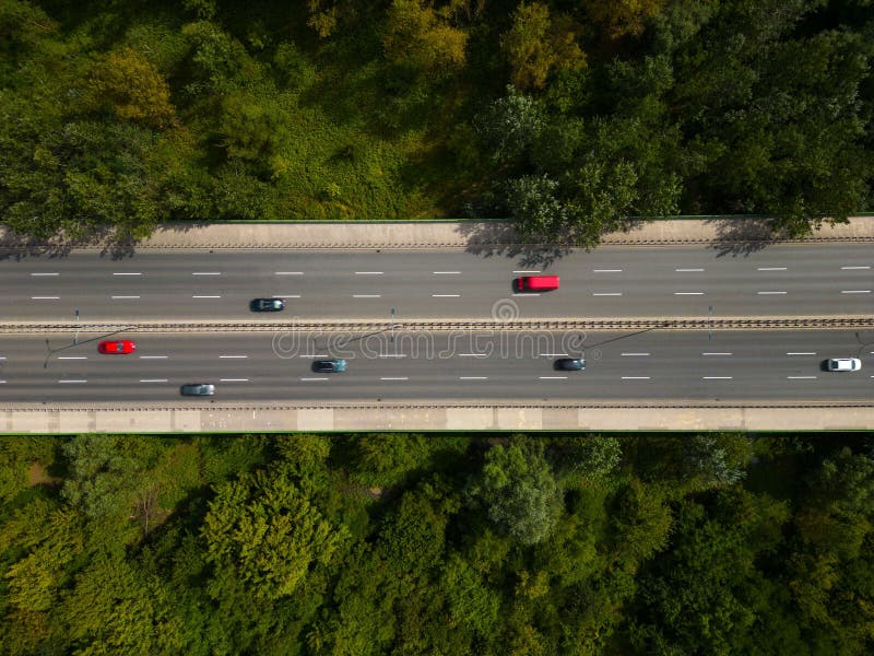 Aerial View of Fast Moving Cars on the Road Stock Image - Image of ...