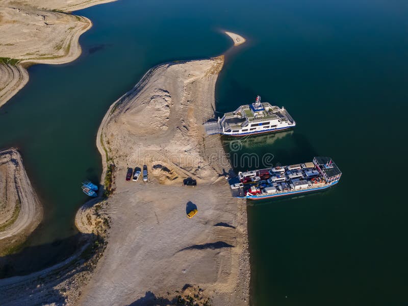 Aerial View of Ferries on Karakaya Dam in Turkey Stock Image - Image of ...