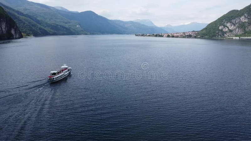 Aerial View of a Ferry Boat on Lake Como Stock Video - Video of blue ...