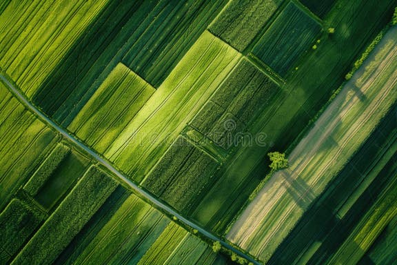 Aerial View of a Field of Crops with Rows and Patterns Stock Image ...