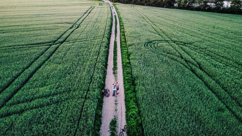 Aerial View of a Field with Pathway Stock Photo - Image of travel ...