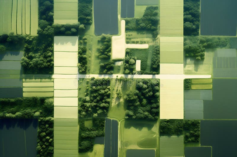Aerial View of Field with Trees and Fields Stock Image - Image of earth ...