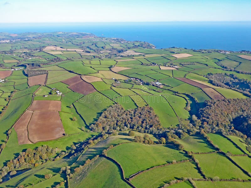 Aerial View of Fields in Devon Stock Image - Image of coast, farm ...