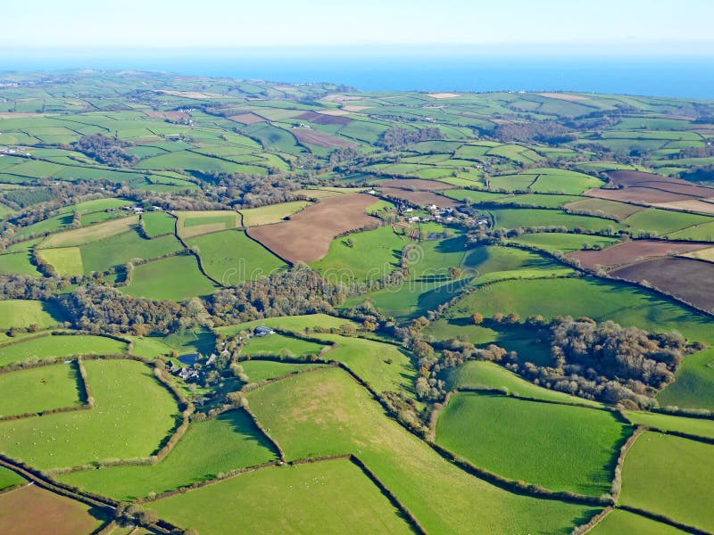 Aerial View of Fields in Devon Stock Image - Image of fields ...