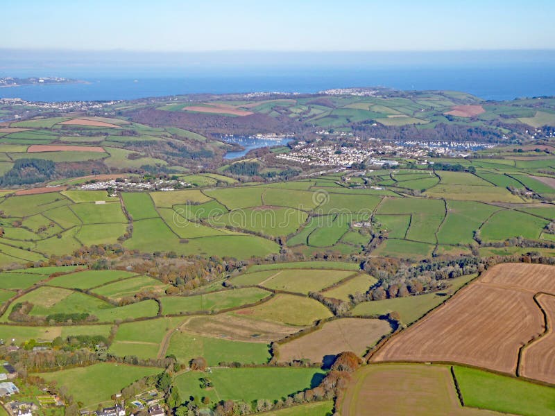 Aerial View of Fields in Devon Stock Photo - Image of naerial, village ...