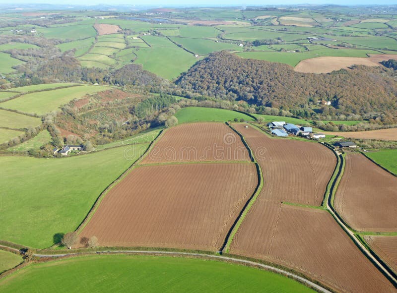 Aerial View of Fields in Devon Stock Photo - Image of trees, panorama ...