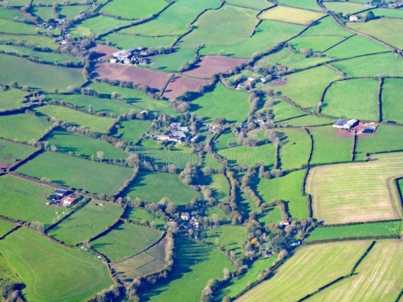 Aerial View of Fields in Devon Stock Photo - Image of scenery, meadow ...