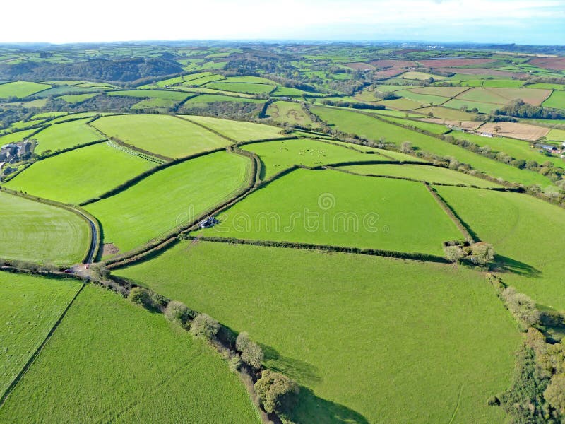 Aerial View of Fields in Devon Stock Photo - Image of river, country ...