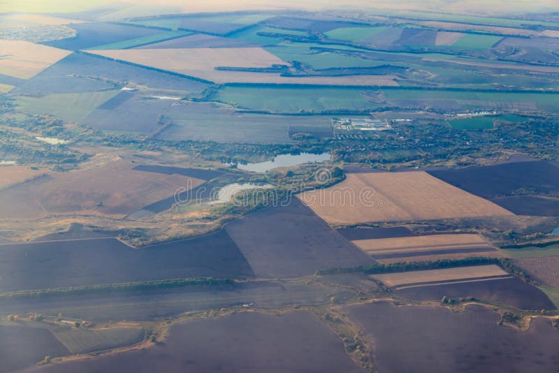 Aerial View of Fields and River Stock Image - Image of journey, green ...