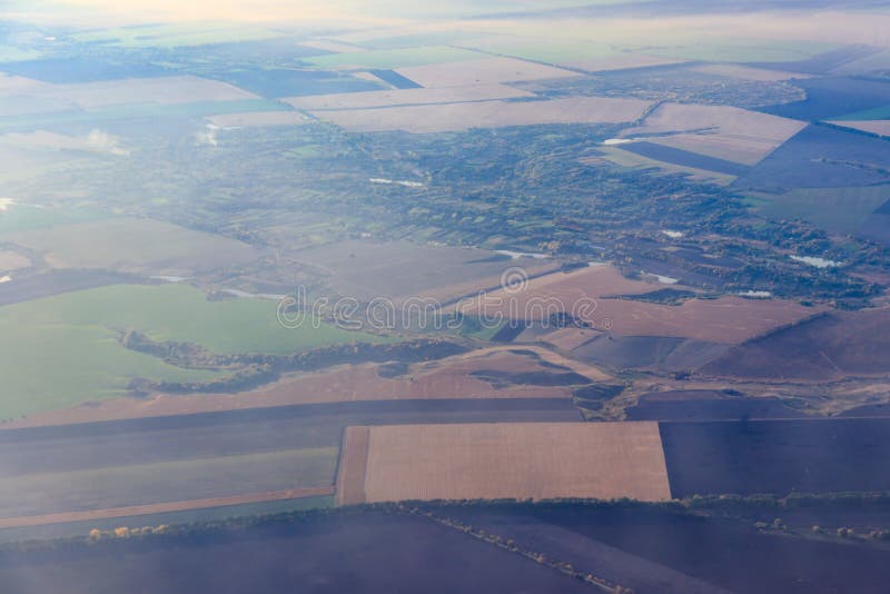 Aerial View of Fields and River Stock Photo - Image of landscape ...