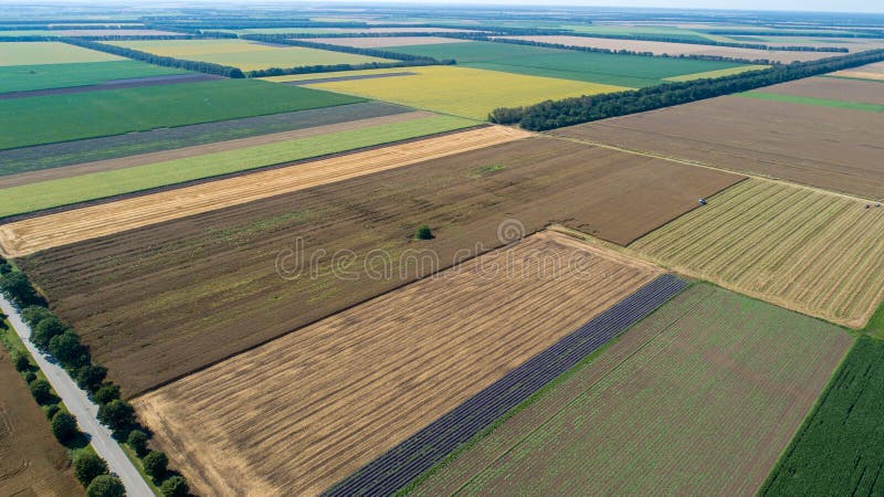 Aerial View of Fields with Various Types of Agriculture Stock Photo ...