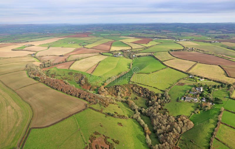 Aerial View of Fields and Villages in Devon Stock Photo - Image of ...