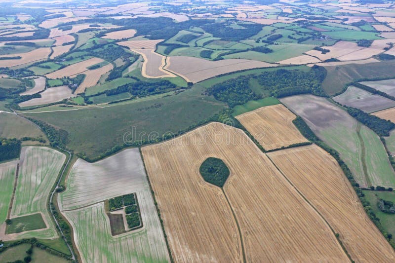 Aerial View of the Fields of Wiltshire, England Stock Photo - Image of ...